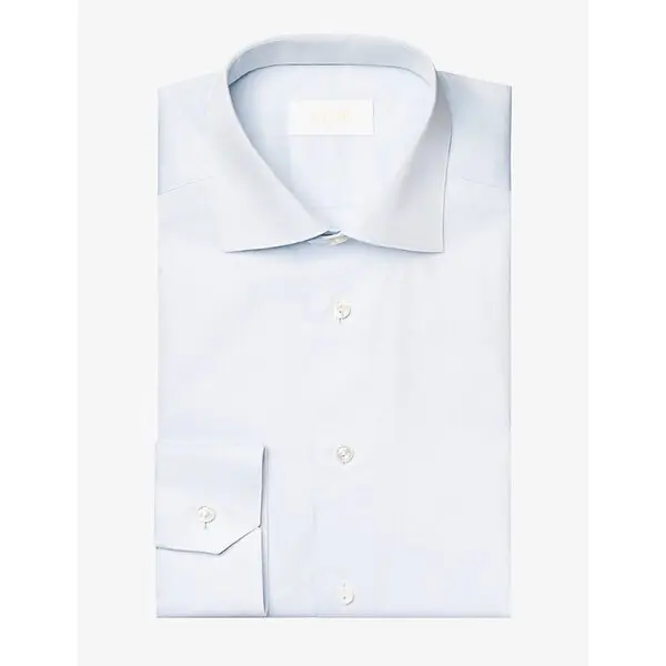 Eton Elevated Twill Slim-fit Cotton Shirt - Light Blue