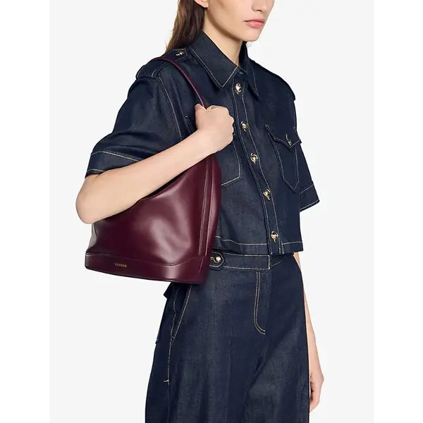 Sandro Slouchy Leather Shoulder Bag
