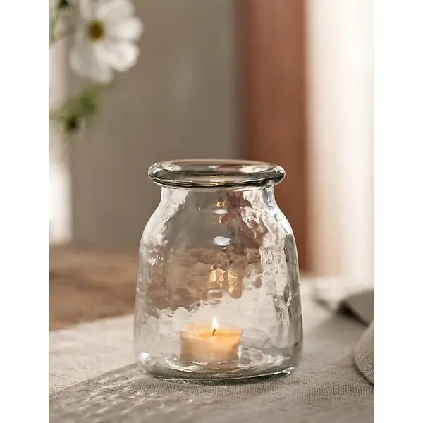 THE WHITE COMPANY Jago Medium Hammered-glass Tealight Holder 13cm - Clear