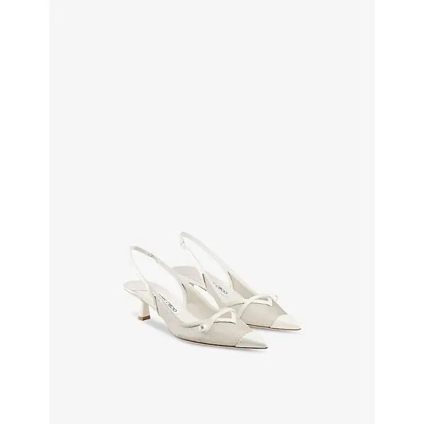 JIMMY CHOO Amita 45 Leather And Mesh Slingback Heels