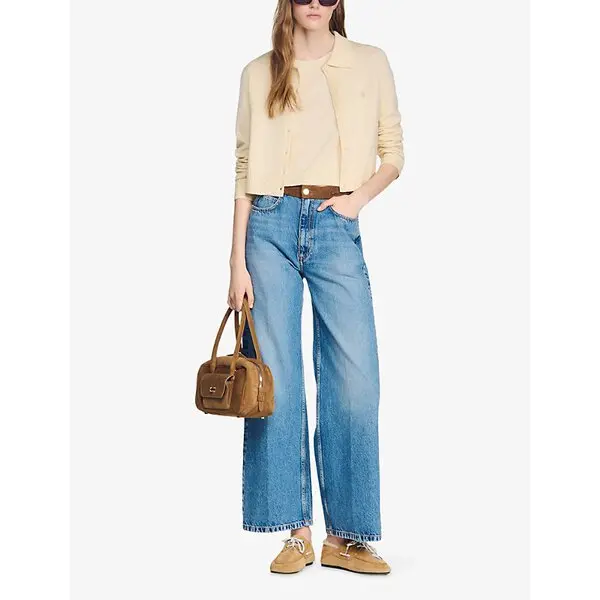 Sandro Fine-knit Wool And Cashmere Cardigan