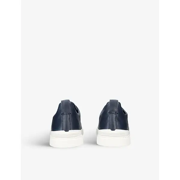 Zegna Triple Stitch Secondskin Leather Low-top Trainers - Navy
