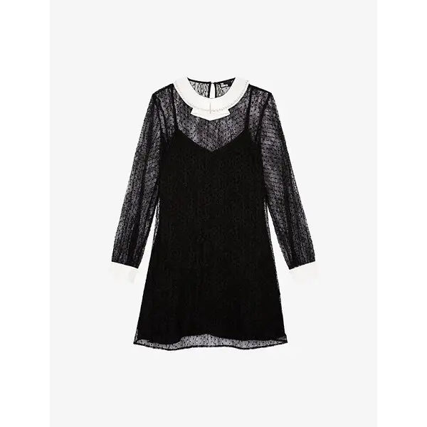 The Kooples Woven Mini Dress With Contrast-collar