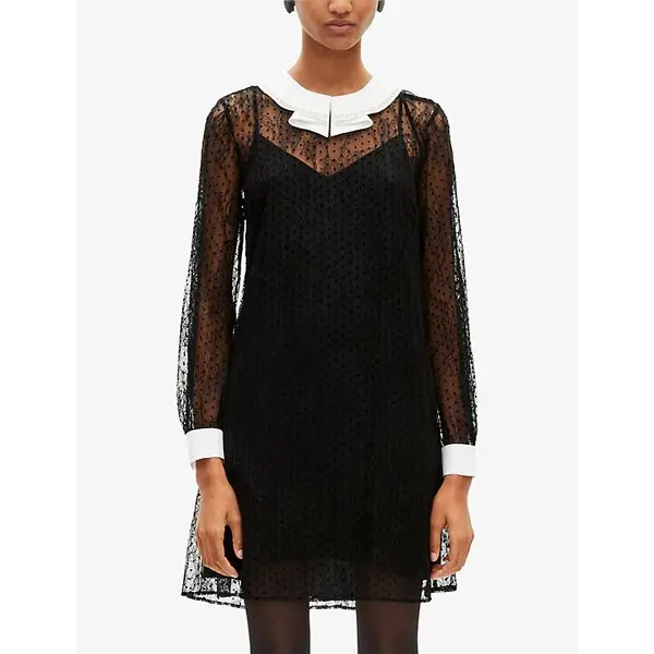The Kooples Woven Mini Dress With Contrast-collar