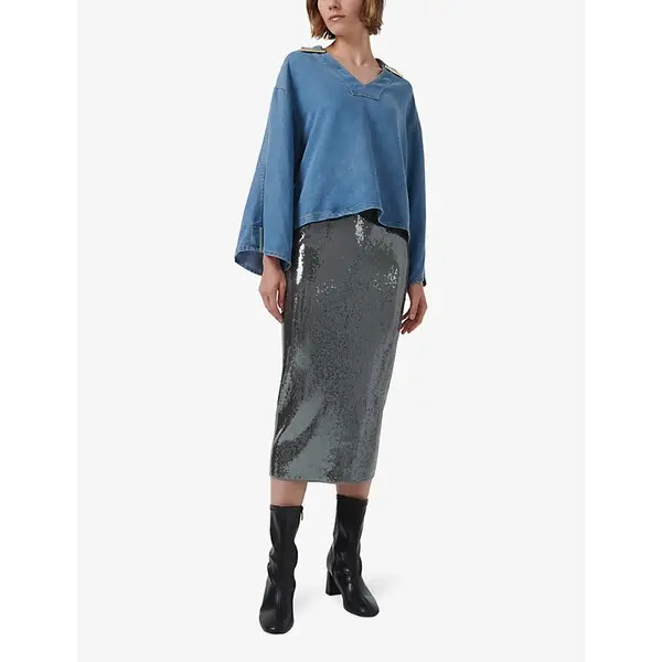 LEEM Sequined Maxi Pencil Skirt