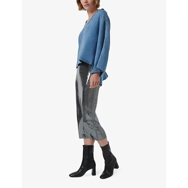 LEEM Sequined Maxi Pencil Skirt