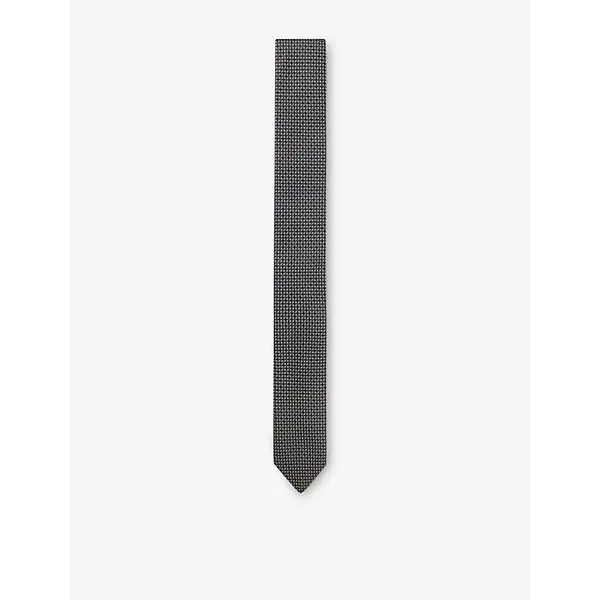 Hugo Jacquard-weave Silk Neck Tie - Medium Grey