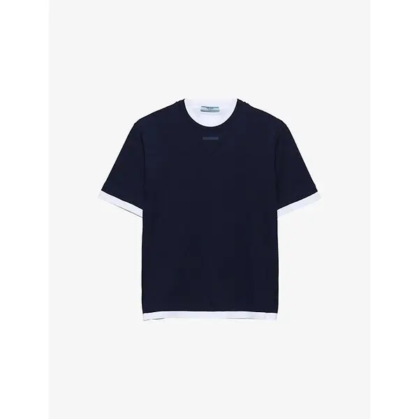 Prada Oversized Round-neck Cotton-jersey T-shirt - Blue