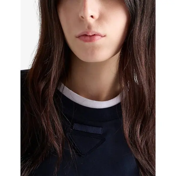 Prada Oversized Round-neck Cotton-jersey T-shirt - Blue