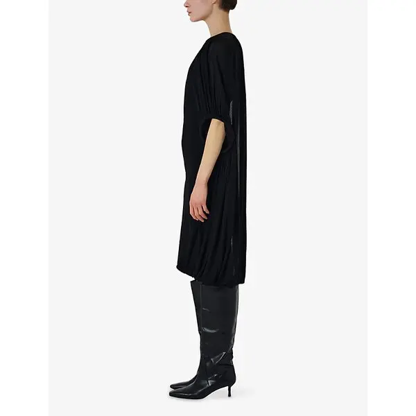 LEEM Knit Midi Dress With Asymmetric Drape