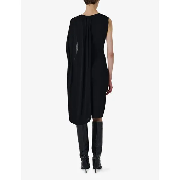 LEEM Knit Midi Dress With Asymmetric Drape