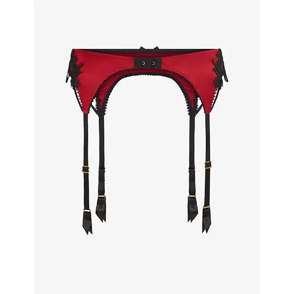 Agent Provocateur Penelopi Embroidered Silk Suspenders
