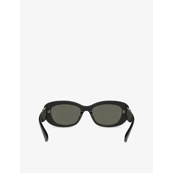 Gucci Round Frame Acetate Sunglasses With Gold Tone Detailing - Black