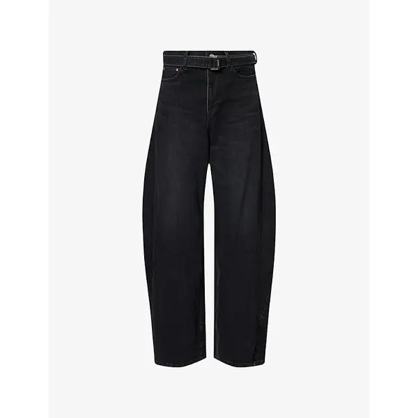 Sacai Belted Barrel-leg Denim Jeans