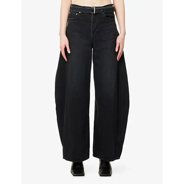 Sacai Belted Barrel-leg Denim Jeans