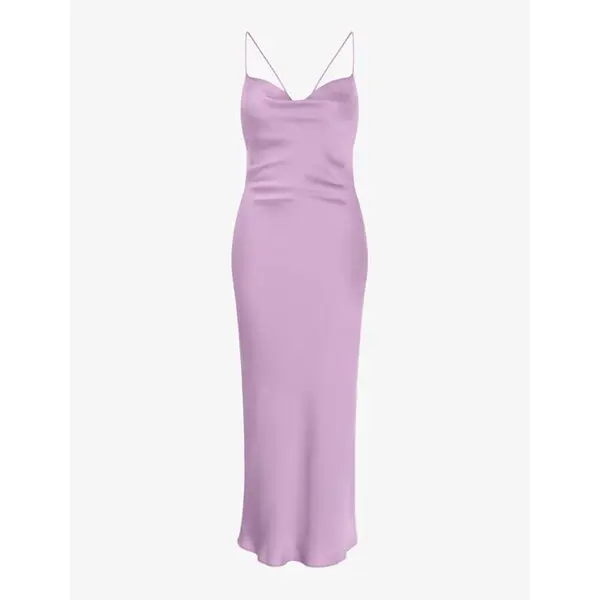 OMNES Riviera Cowl-neck Woven Midi Dress - Violet