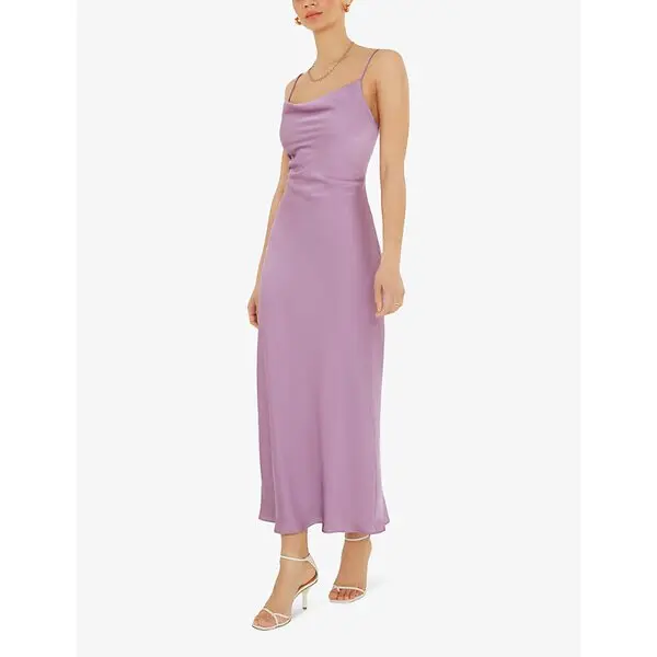 OMNES Riviera Cowl-neck Woven Midi Dress - Violet