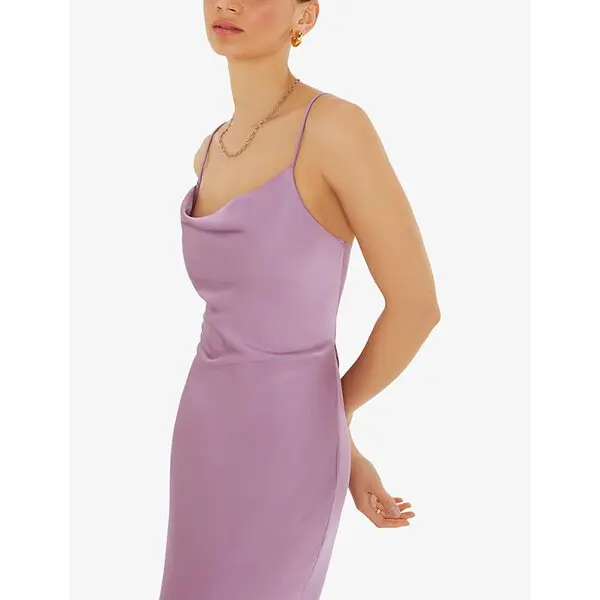 OMNES Riviera Cowl-neck Woven Midi Dress - Violet