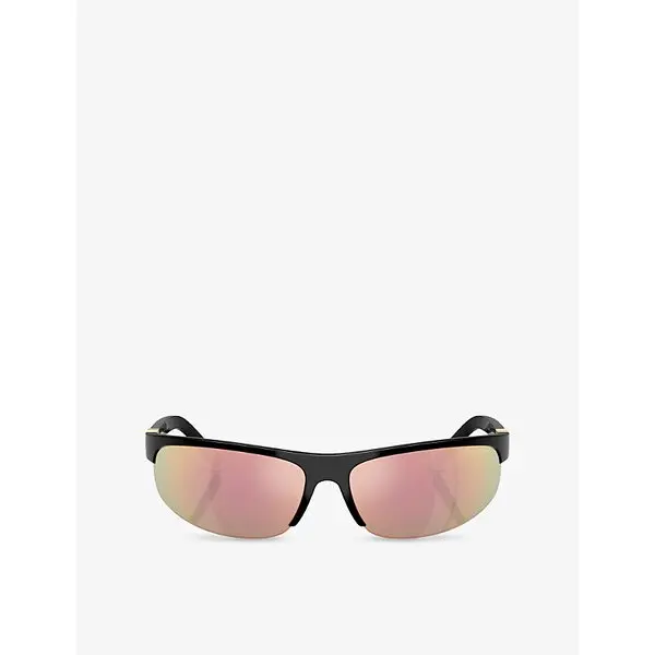 Miu Miu Oval-frame Injected Sunglasses - Black