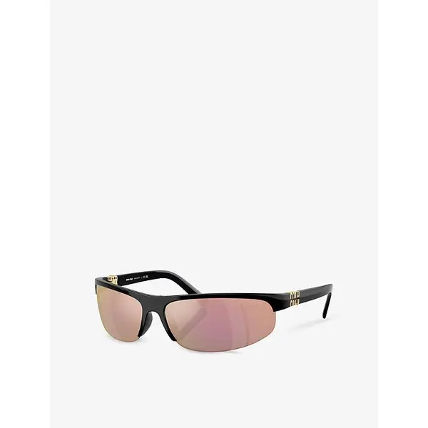 Miu Miu Oval-frame Injected Sunglasses - Black