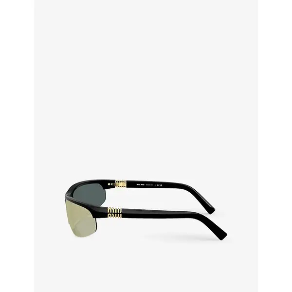 Miu Miu Oval-frame Injected Sunglasses - Black