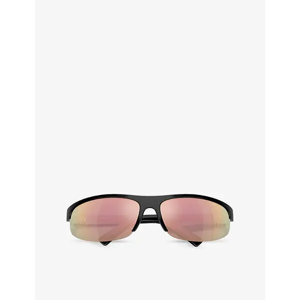Miu Miu Oval-frame Injected Sunglasses - Black
