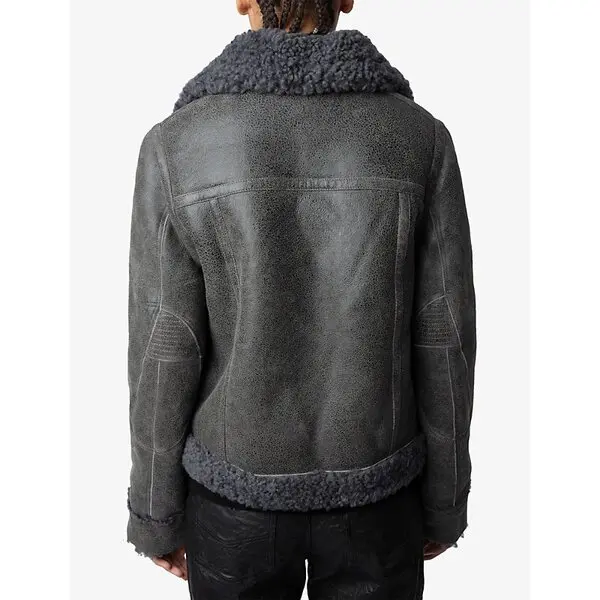 Zadig&Voltaire Regular-fit Shearling & Leather Jacket - Anthracite