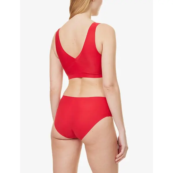 Chantelle Soft V-neck Stretch-woven Bralette - Poppy Red