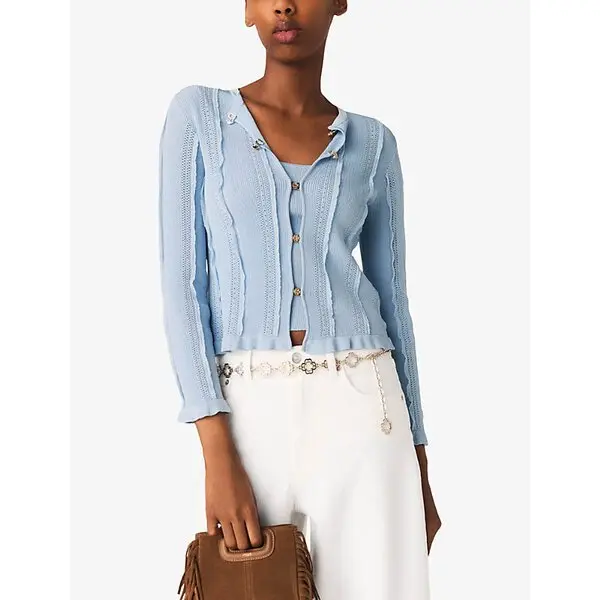 Maje Two-in-one Openwork Knitted Cardigan
