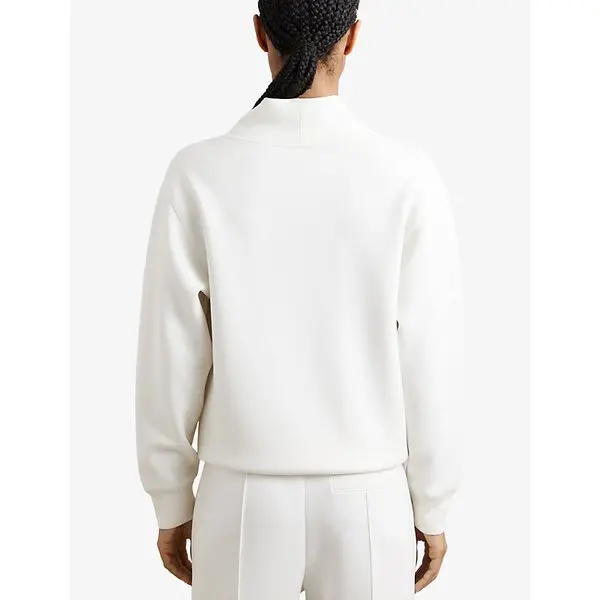 REISS Annabel Shawl-neck Long-sleeve Jersey Top - Ivory