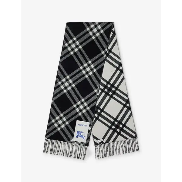 Burberry Check Cashmere Scarf - Black