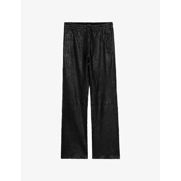 Zadig&Voltaire Elasticated-waist Straight-leg Leather Trousers