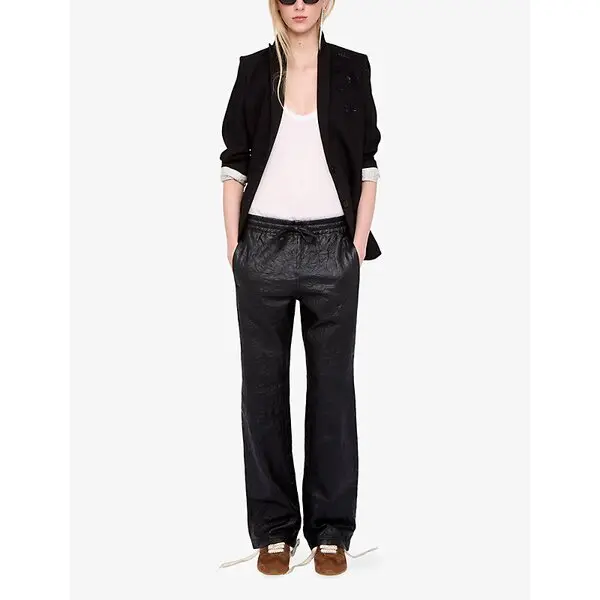 Zadig&Voltaire Elasticated-waist Straight-leg Leather Trousers