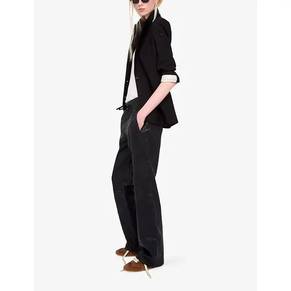Zadig&Voltaire Elasticated-waist Straight-leg Leather Trousers