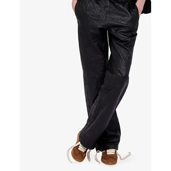 Zadig&Voltaire Elasticated-waist Straight-leg Leather Trousers