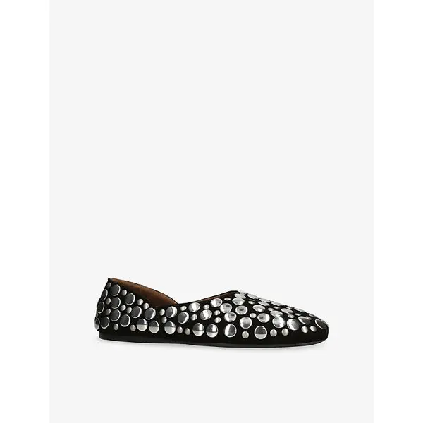 Khaite Studded Mary Jane Leather Flats