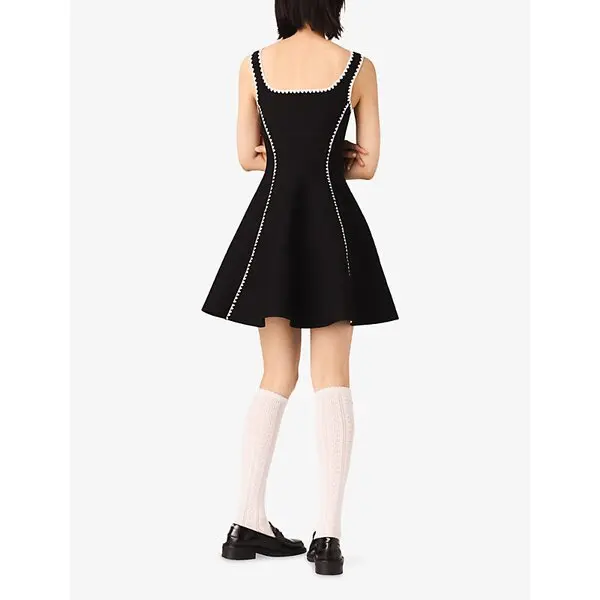 Maje Sleeveless Flared-skirt Knitted Mini Dress