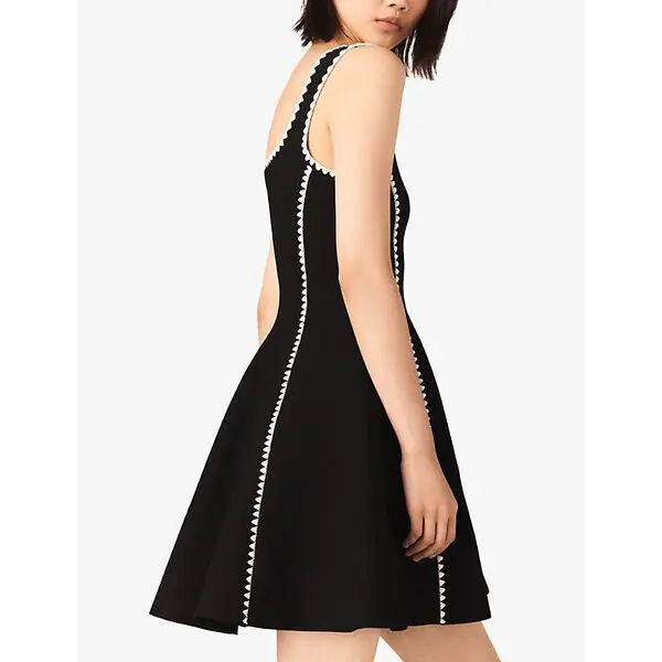 Maje Sleeveless Flared-skirt Knitted Mini Dress