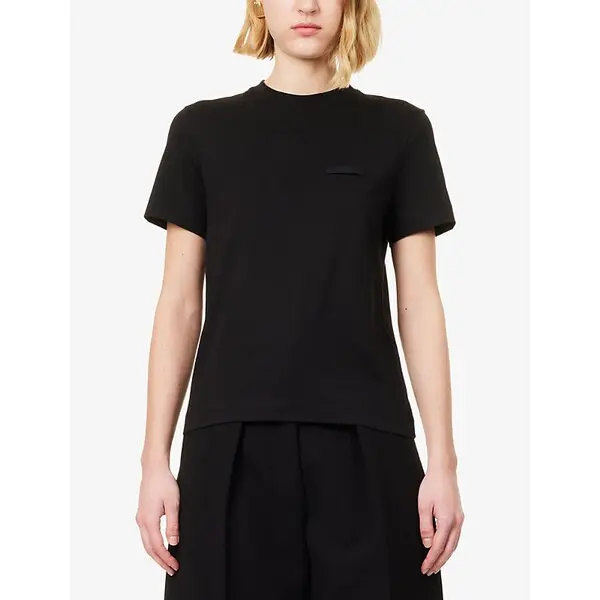 Jacquemus Cotton-jersey T-shirt With Grosgrain Logo - Black