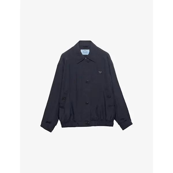 Prada Logo Embellished Silk Jacket