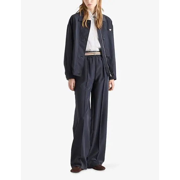Prada Logo Embellished Silk Jacket
