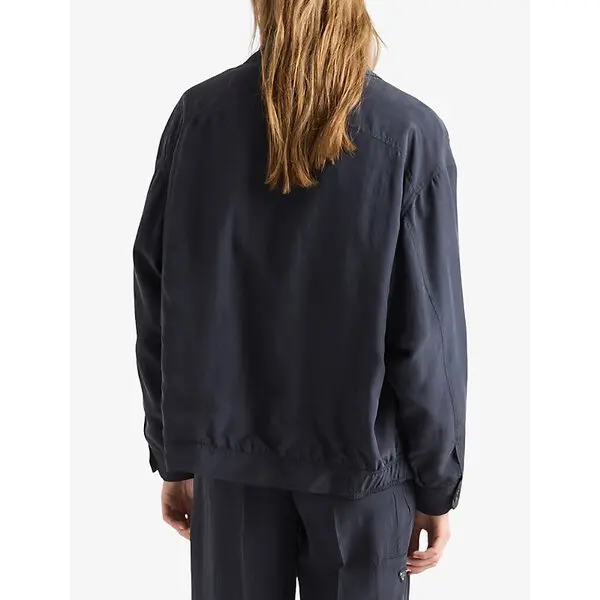 Prada Logo Embellished Silk Jacket