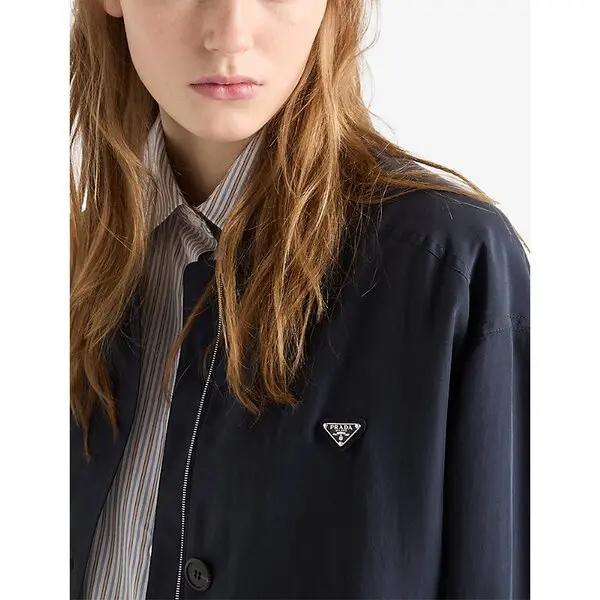 Prada Logo Embellished Silk Jacket