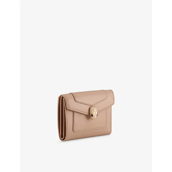 BVLGARI Serpenti Forever Compact Leather Wallet - Beige