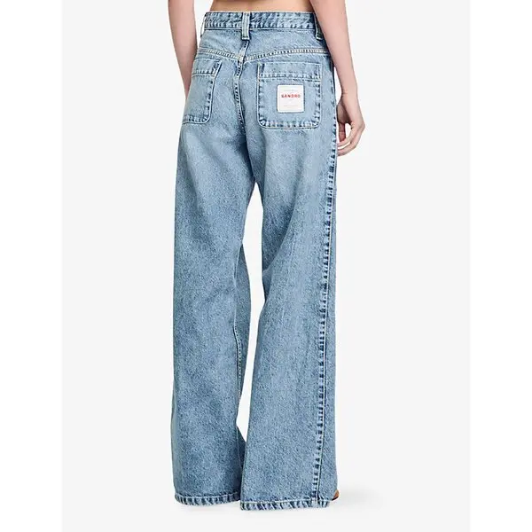 Sandro Patch-pocket Straight-leg Denim Jeans - Bleus