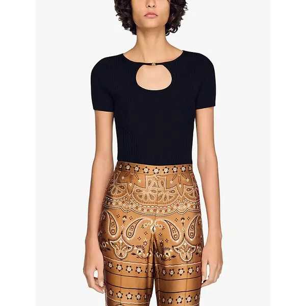 Sandro Openwork Short-sleeve Knitted Jumper