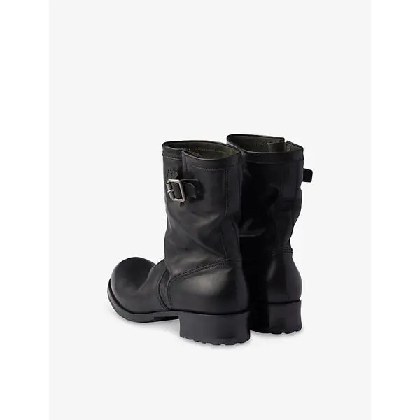 Prada Buckle-detail Leather Mid-calf Boots