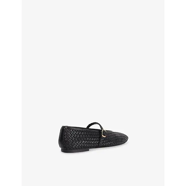 DUNE Headliner Woven Leather Ballet Flats - Black Leather