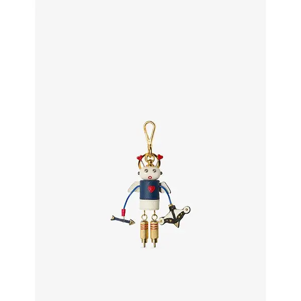 Prada Robot Brass Bag Charm - Blue