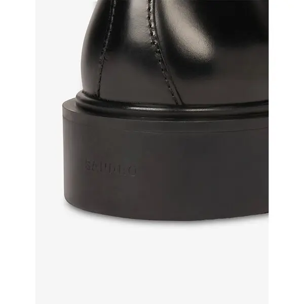 Sandro Round-toe Patent-leather Derby Shoes - Black